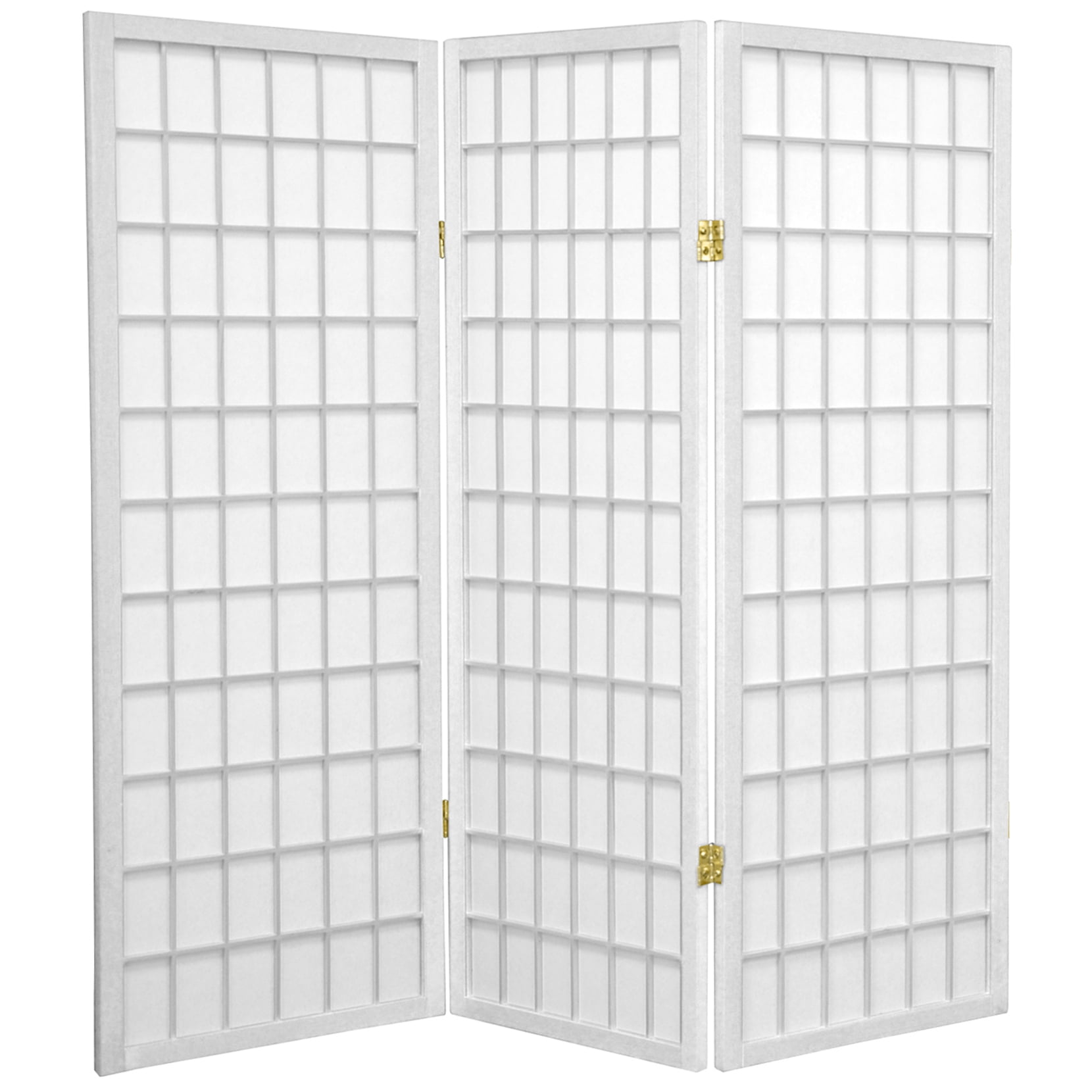 Oriental Furniture 4 ft. Tall Window Pane Shoji Screen - White - 3 ...