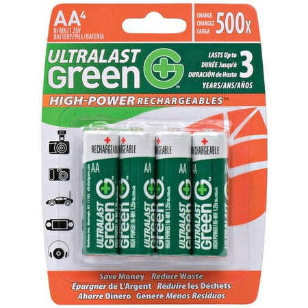 Ultralast ULGHP4AA Green High-Power Rechargeables AA NiMH Batteries, 4 ...