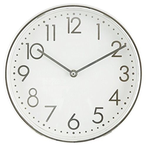 threshold Round Wall Clock - Size 10", White/Chrome – BrickSeek