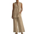 Chbgutlmr 2 Piece Cotton Linen Outfits for Women Sleeveless Standing ...