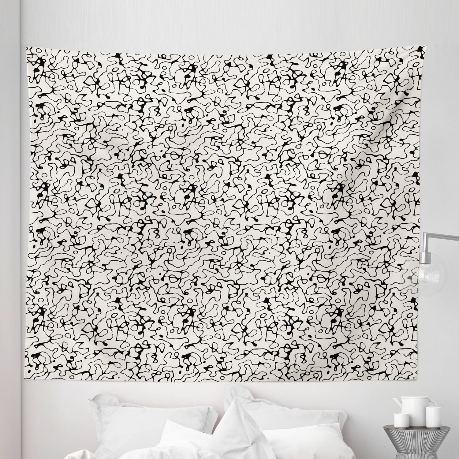 Abstract Tapestry, Jumbling Messy Lines with and Grunge Look Distortion ...