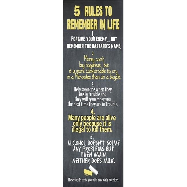 LPG Creative 03175 17 x 5.5 x .5 in. 5 Rules to Remember in Life Wall ...