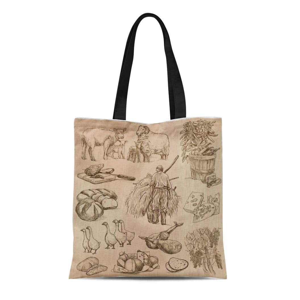 SIDONKU Canvas Bag Resuable Tote Grocery Shopping Bags Agriculture Life ...