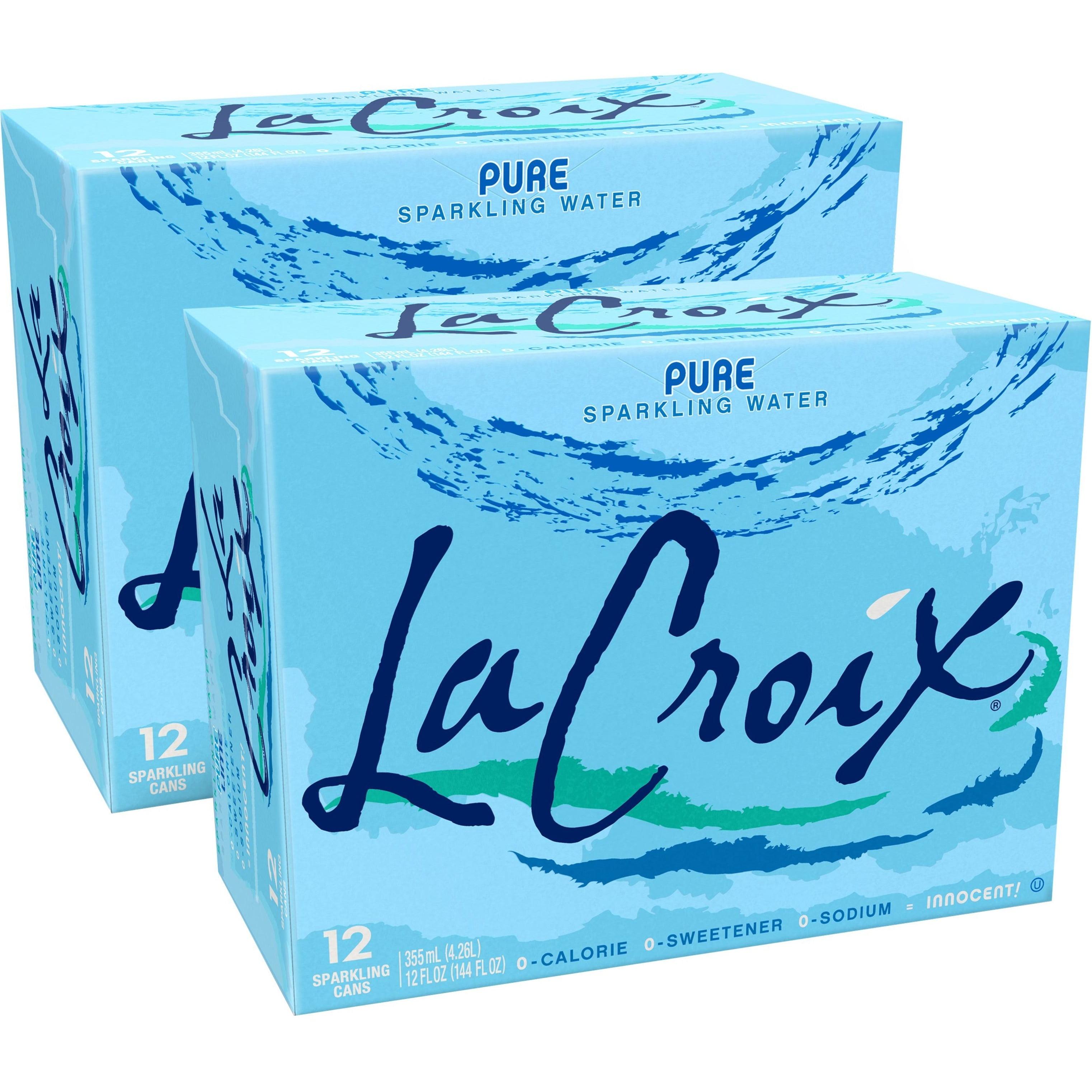LaCroix Sparkling Water, Pure- 2/12 packs 12 oz - Walmart.com