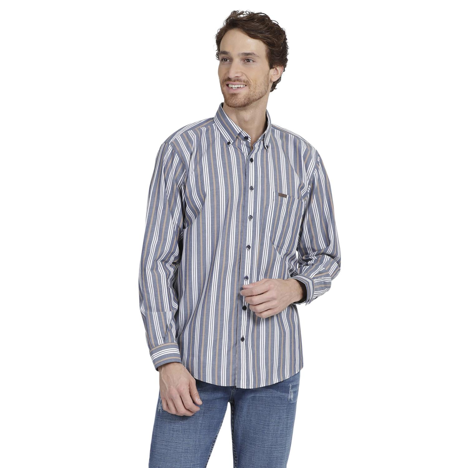 Camisa Casual Hombre Lee Regular Fit Manga Larga 342 azul EG | Walmart ...