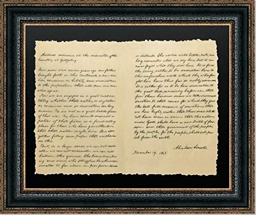 Framed Gettysburg Address | Historic Document in Single Mat | 21L X 25W ...
