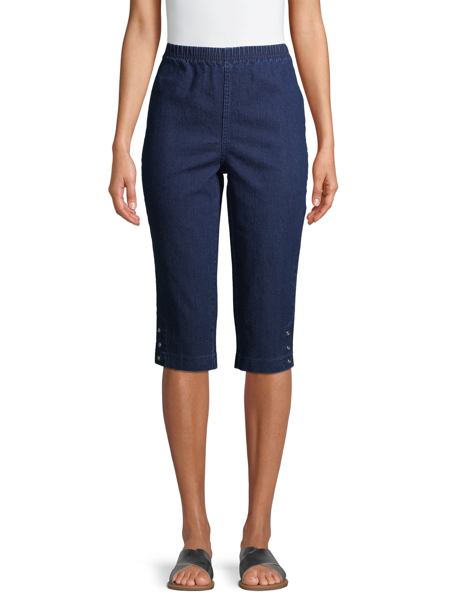 RealSize Women’s 17" Pull On Stretch Bling Capri Pants - Walmart.com