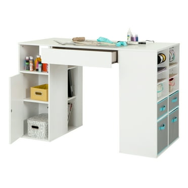 Sauder Craft Pro Series Work Table with Drawers in Sindoori Mango ...