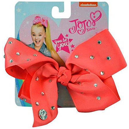 JoJo girls Siwa Signature collection coral w/Rhinestone Large Hair Bow ...