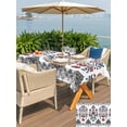 Black Bohemian Flower Rectangle Outdoor Tablecloth with Umbrella Hole ...