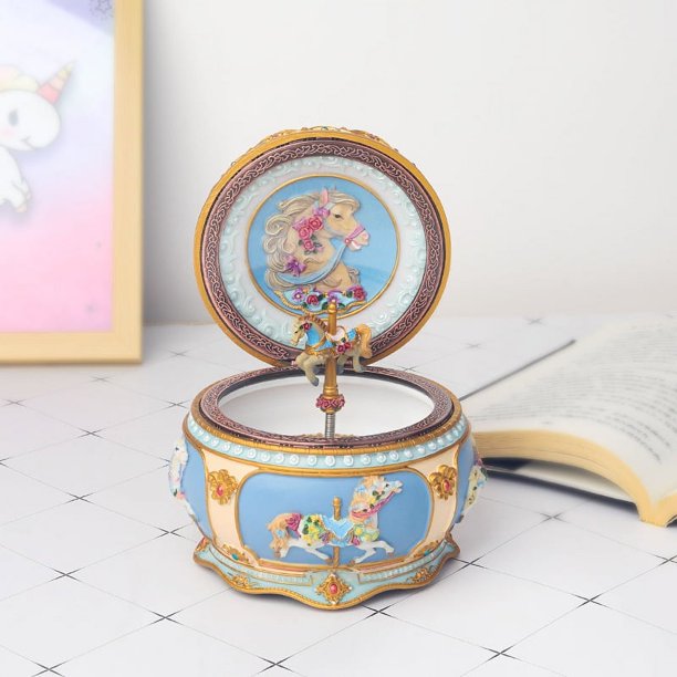 nipocaio Rotating Mechanism Music Box, Different Music Rotating Horse ...