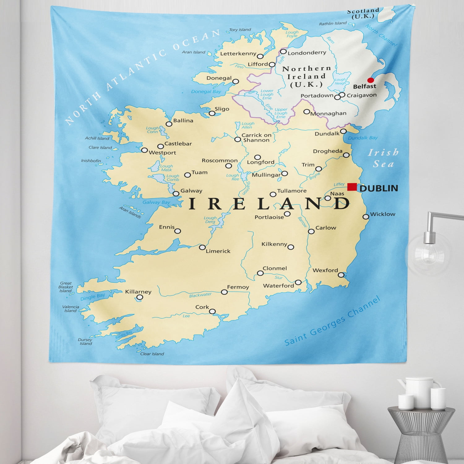 Ireland Map Tapestry, High-Detailed Mapping Political Geographical ...