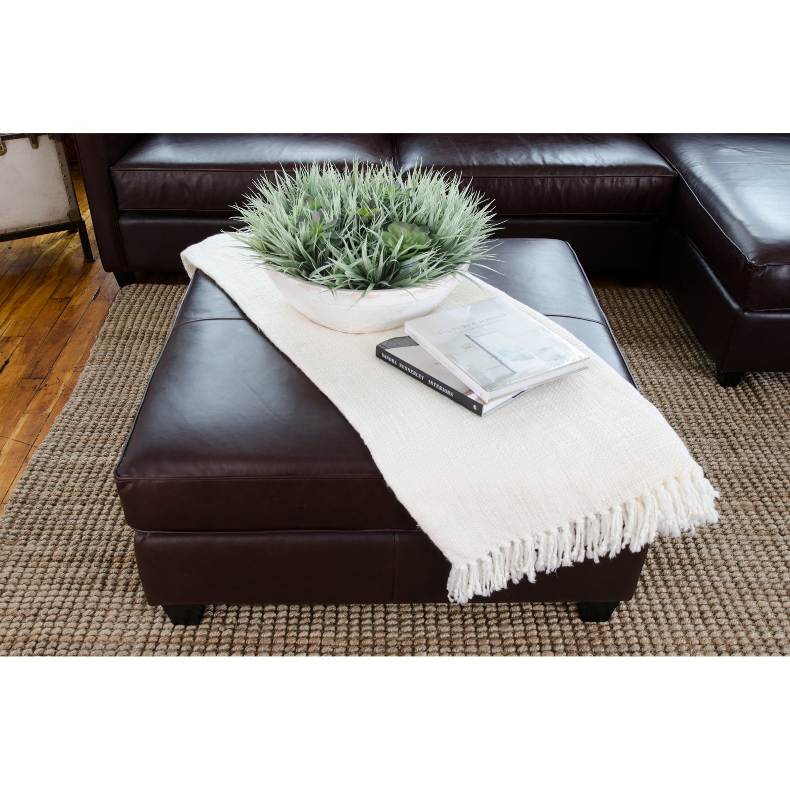 Elements Fine Home Urban Leather Square Cocktail Ottoman - Walmart.com