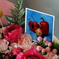 3drose, Two Red Bell Peppers and an Onion, Textured Blue Background, 12 ...