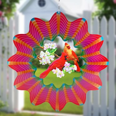 Large Red Cardinal Wind Spinner 3D Metal Bird Sculpture XL Kinetic ...