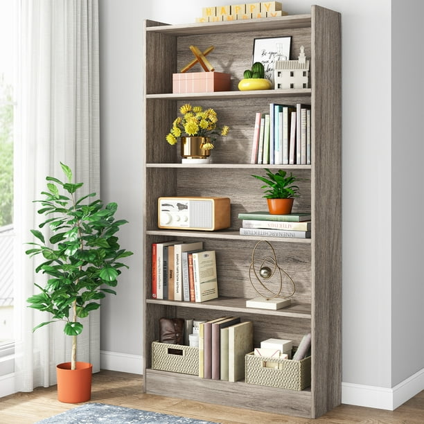 Tribesigns 72" Large Tall Bookshelf, Modern Wood 6-Tier Open Bookcase ...