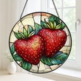 Red Strawberry Stained Glass Style Window Suncatcher - Walmart.com