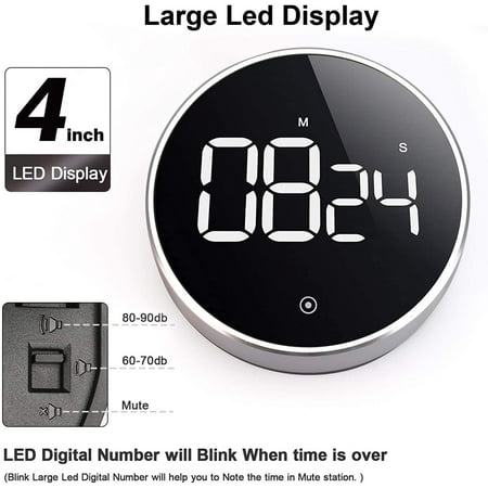 Digital Kitchen Timer, Large Magnetic LED Countdown Timer with Constant ...