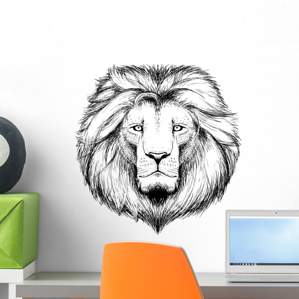 Lion Head Wall Decal by Wallmonkeys Peel and Stick Graphic (18 in H x ...