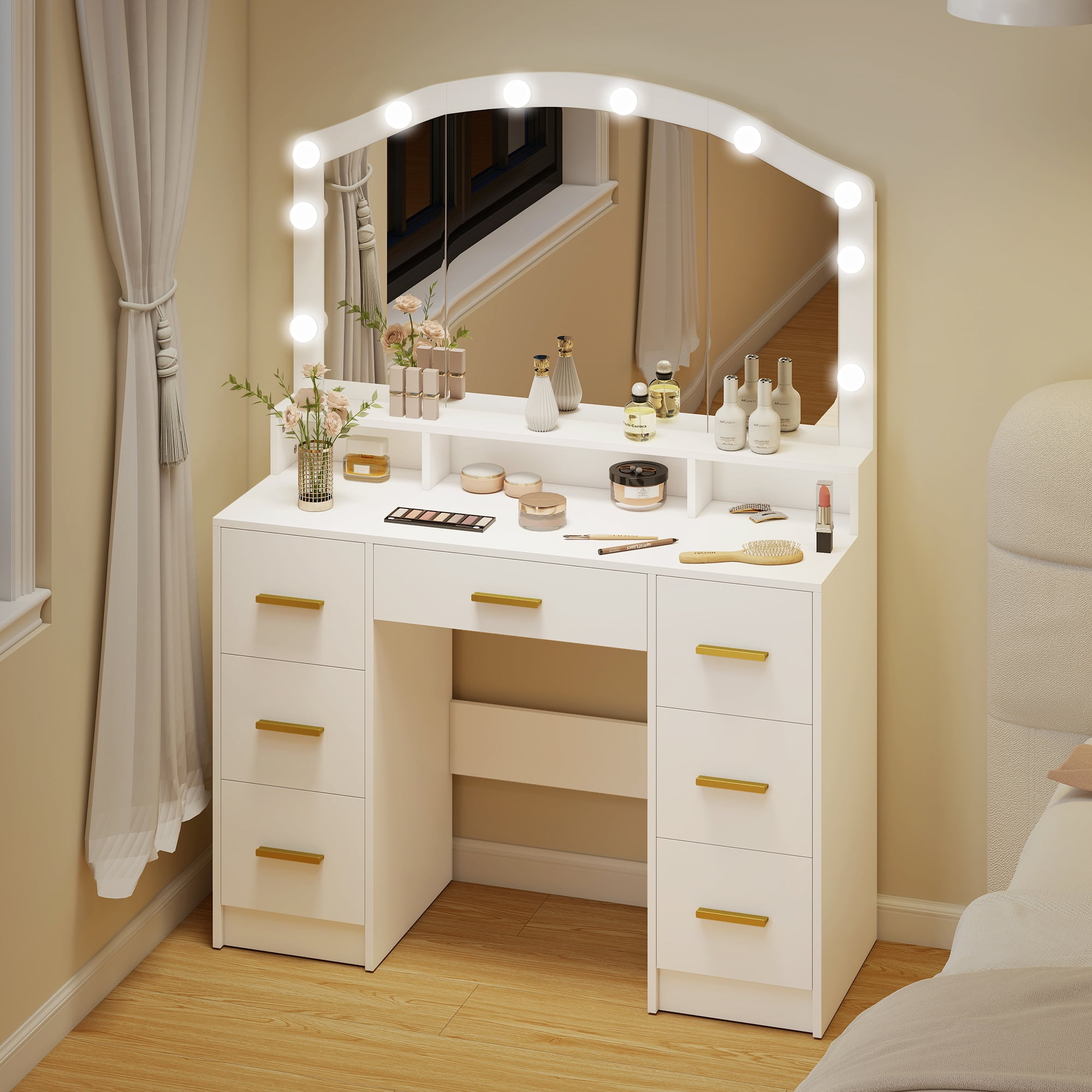 Click here for Homcom Vanity Desk With Lighted Mirror Makeup Vani... prices