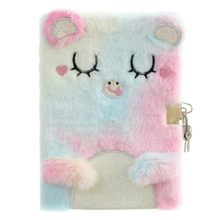 Scc Girls Diary With Lock And Keys Cute Plush Rainbow Unicorn Secret ...