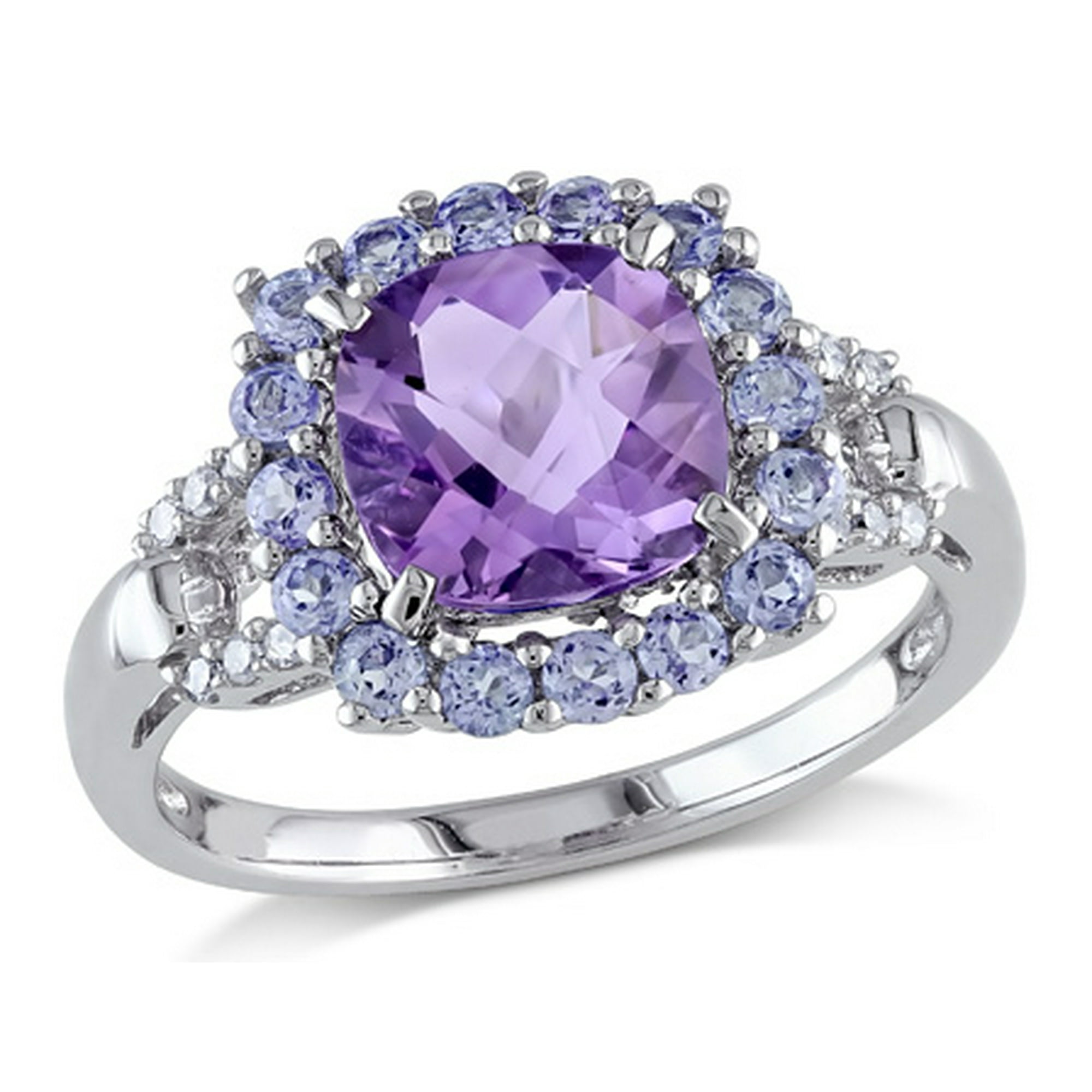 Click here for Miabella Halo Diamond  Amethyst  And Cushion Cut T... prices