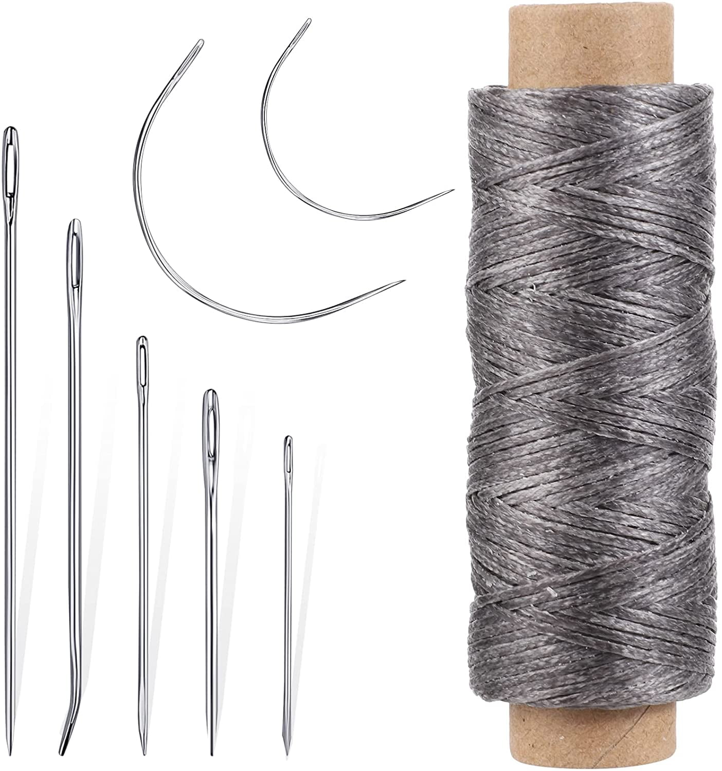 55Yards Waxed Thread with 7 Pcs Leather Needles for Hand Sewing 150D ...