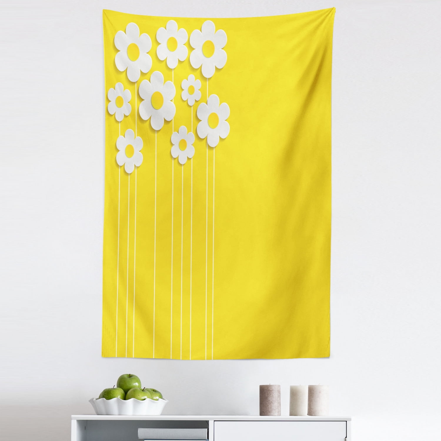 Yellow Tapestry, Spring Flowers Daisy Pattern on Clean Background ...