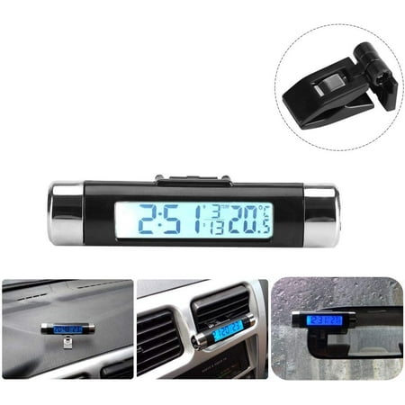 Car LCD Digital Clip Thermometer Clock Digital LED Car Clock ...