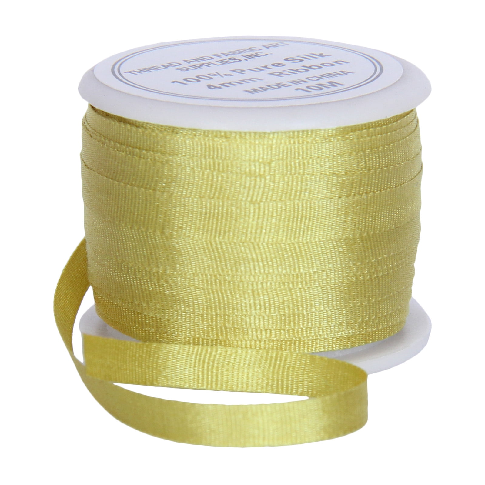 100% Pure Silk Ribbon by Threadart - 4mm Yellow Green - No. 648 - 3 ...