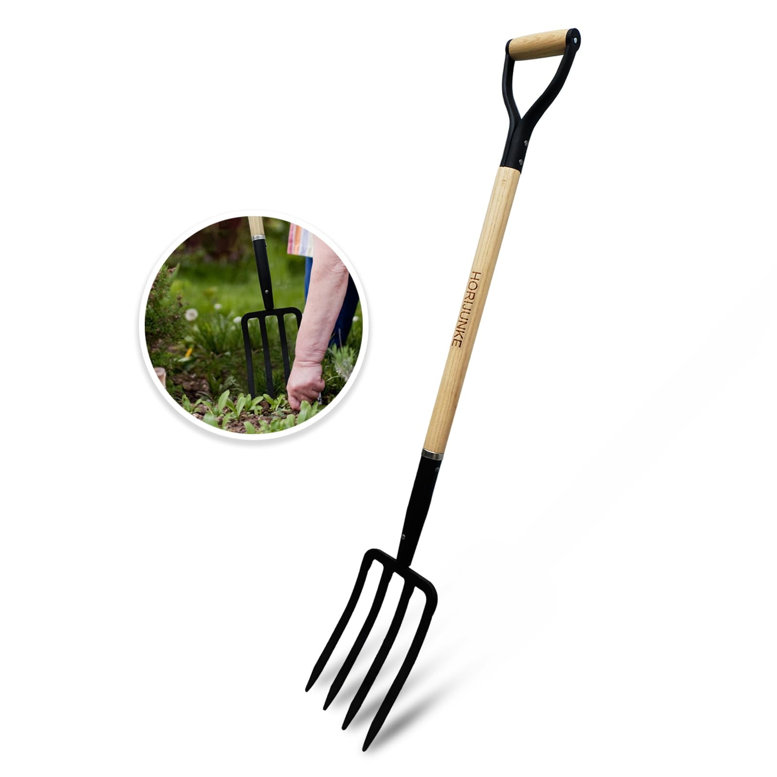 Click here for Horijunke Garden Fork 4-Tine Pitchfork spading Dig... prices