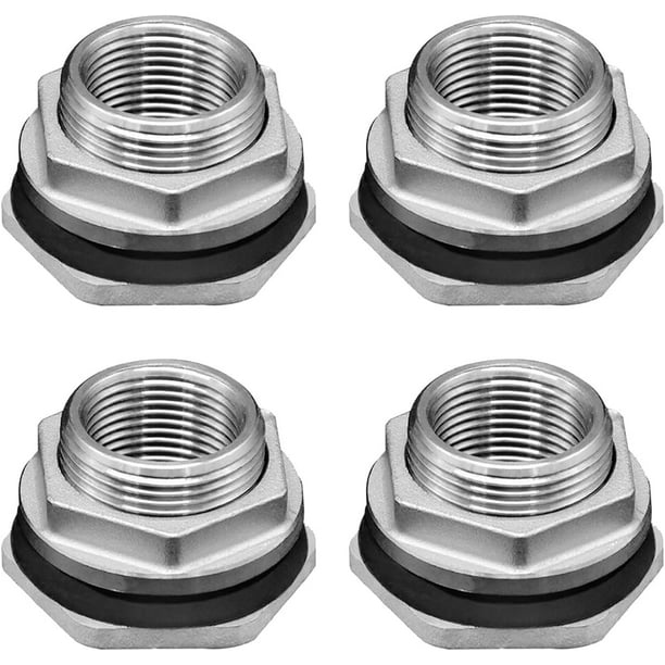 4Pcs Bulkhead Water Tank Connector, 3/4" FPT Female Bulkhead Water Tank ...