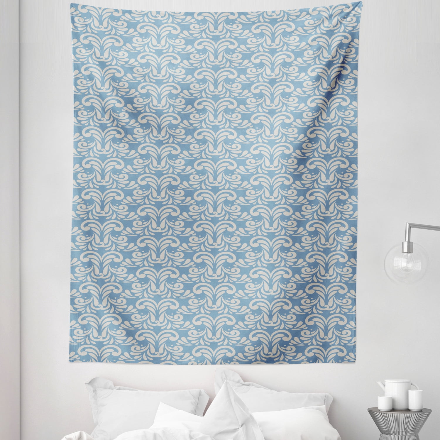 Geometric Tapestry, Abstract Modern Art Inspired Swirls Curves Floral ...