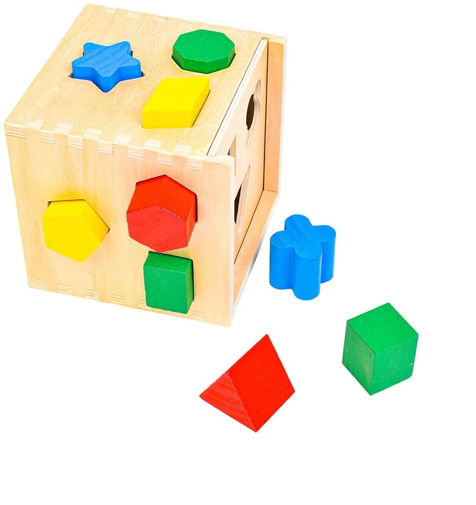 Melissa & Doug Shape Sorting Cube - Classic Wooden Toy With 12 Shapes ...