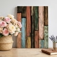 Color Wood Striped Canvas Wall Art for Living Room, Vintages Blue Pink ...