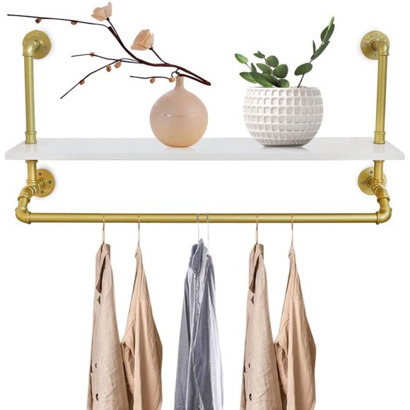 Closet Rods Shelves Gold Clothing Storage