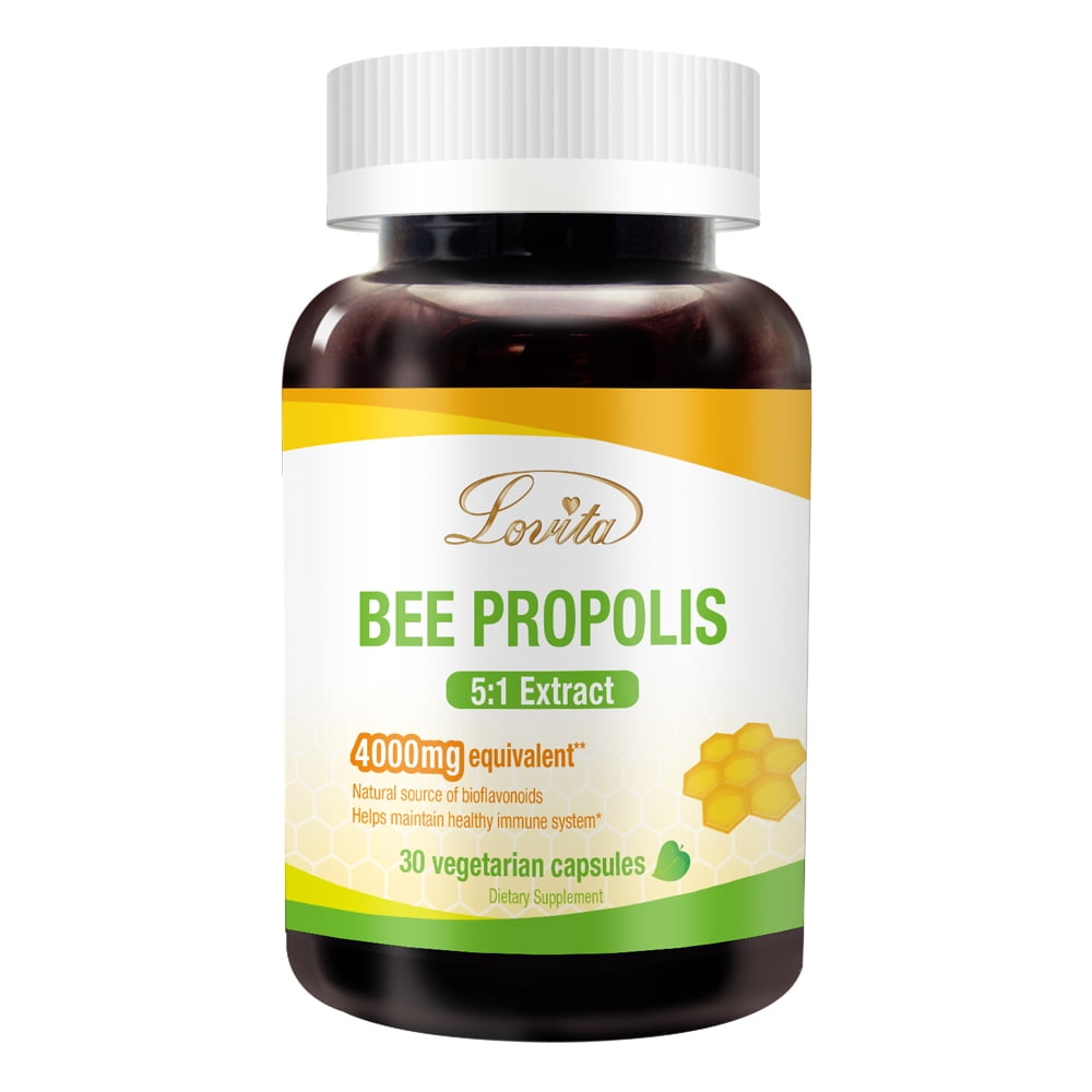 Lovita Bee Propolis Capsule 4000mg Equivalent, Immune Support, 5:1 Concentrate, Natural Propolis ...