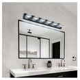 39 Inch Black 6-Light LED Vanity Light, Modern Square Acrylic Wall ...