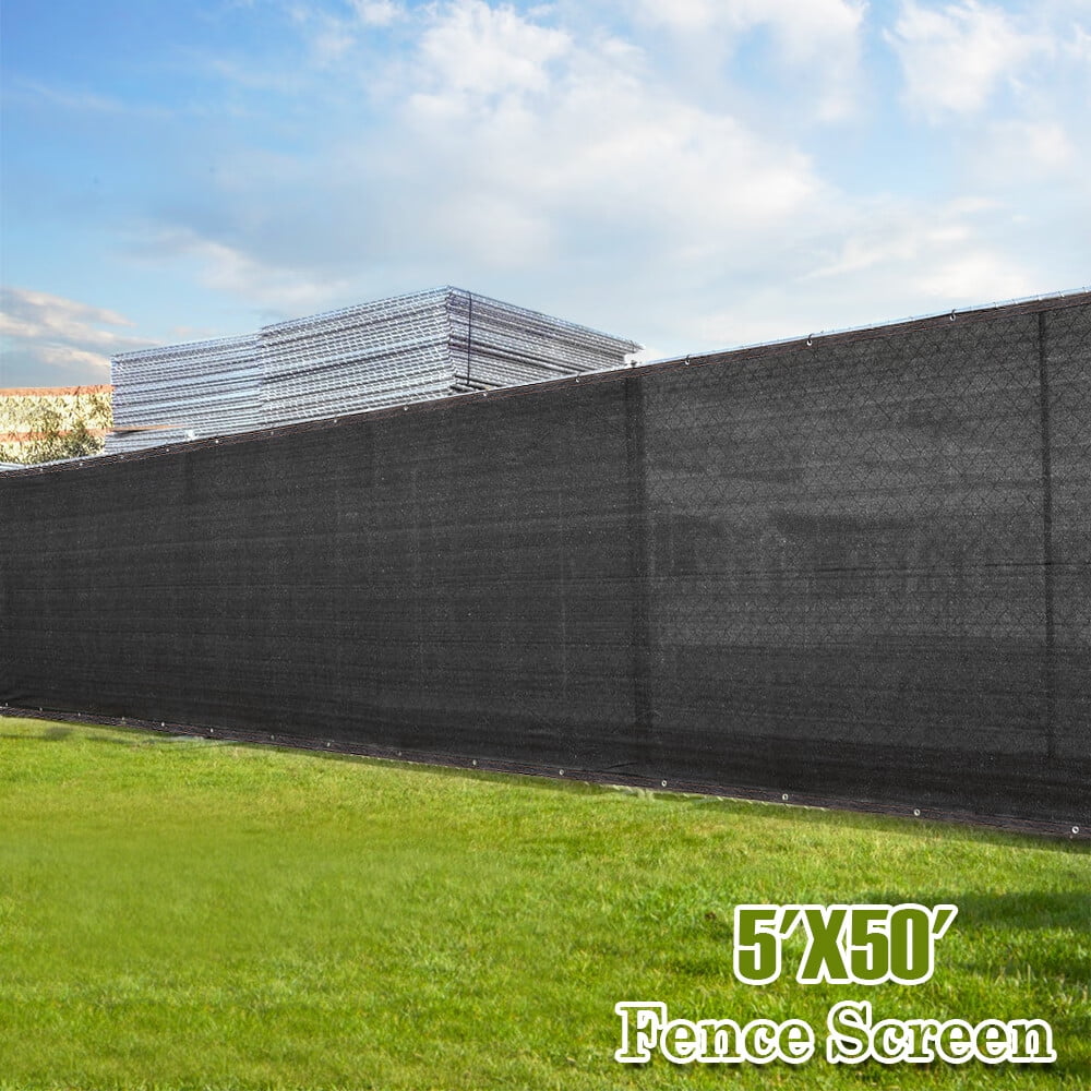 ZXMT 5' x 50' Black Privacy Fence Screen Cover Mesh Heavy Duty Fabric ...