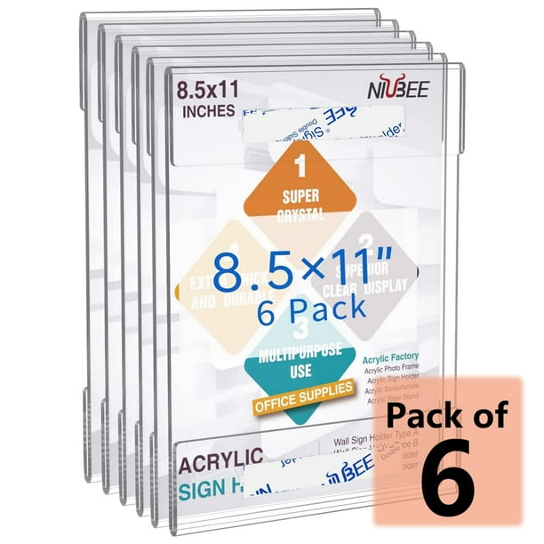 NIUBEE 6 Pack 8.5x11 Clear Acrylic Plexi Sign Holders with Double Sided ...