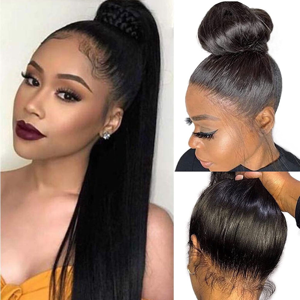 HAOFAN HD Transparent 360 Lace Front Wigs Human Hair Pre Plucked with ...