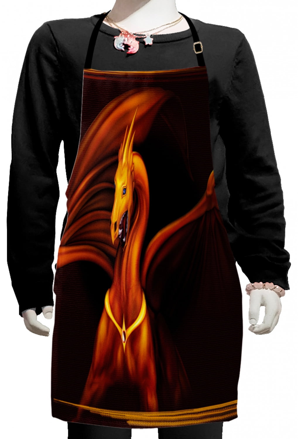 Dragon Kids Apron, Legandary Tricorn Dragon on Dark Background Wild ...