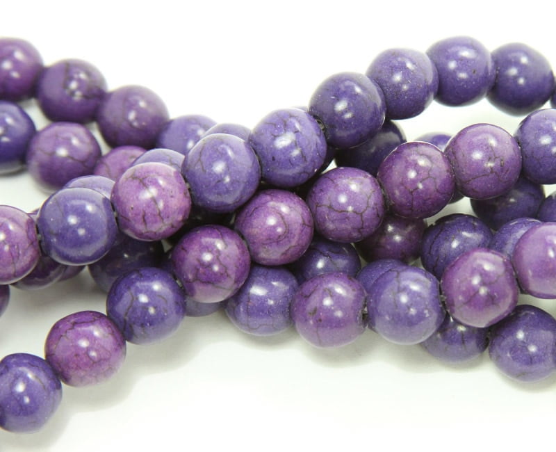 14mm 15.5 inch strand Purple howlite round beads Genuine Natural ...