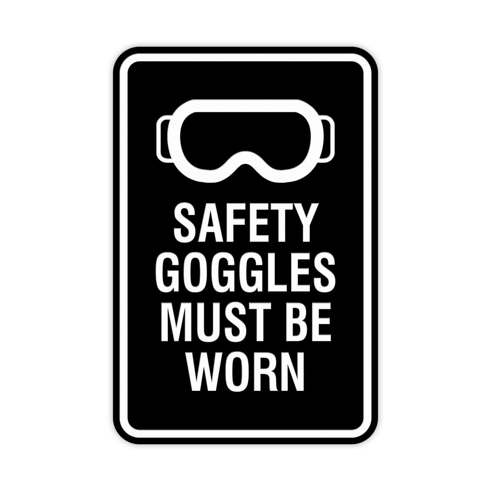 Signs ByLITA Portrait Round Safety goggles must be worn Sign (Black ...