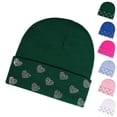 Hot Pink Womens Winter Knitted Beanie Hat Patterned Curled Edgeless ...
