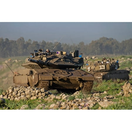 Two Israel Defense Force Merkava Mark IV main battle tanks Poster Print ...