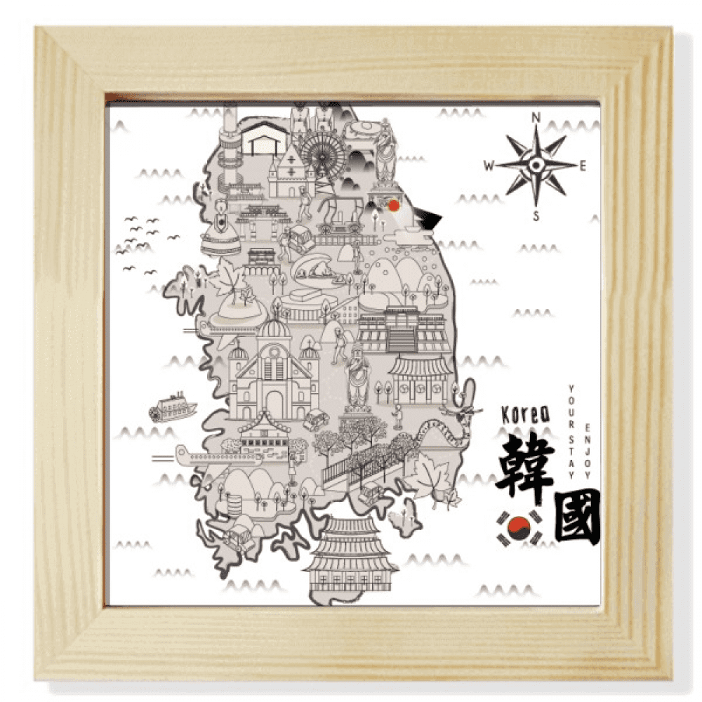 Marco Cuadrado Madera Mapa de Puntos 1945 Corea del Sur | Bodega ...