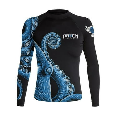 Raven Fightwear Women's Kraken Octopus Rash Guard MMA BJJ Black/White ...