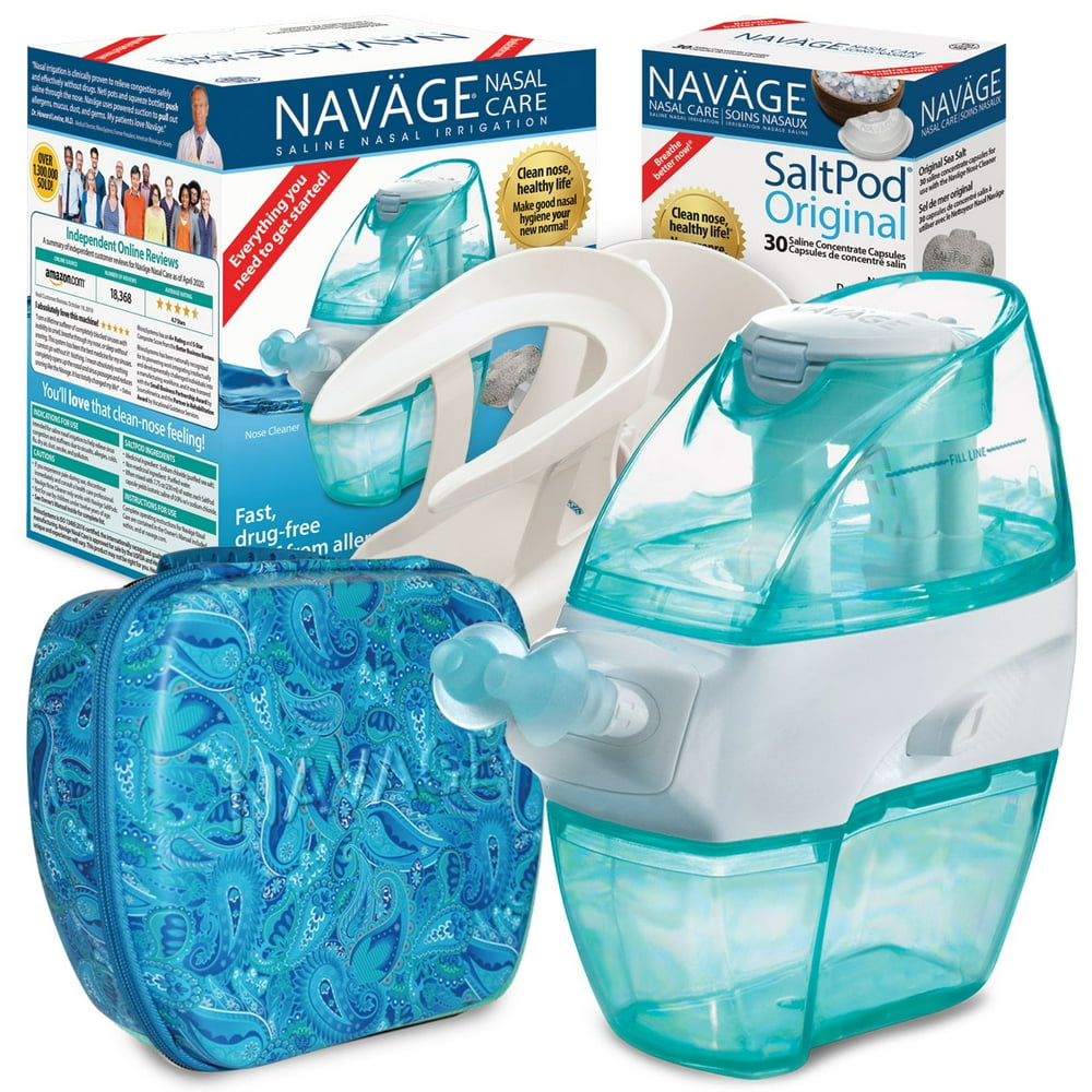 Navage Nasal Irrigation The Deluxe Bundle: Navage Nose Cleaner, 50 ...