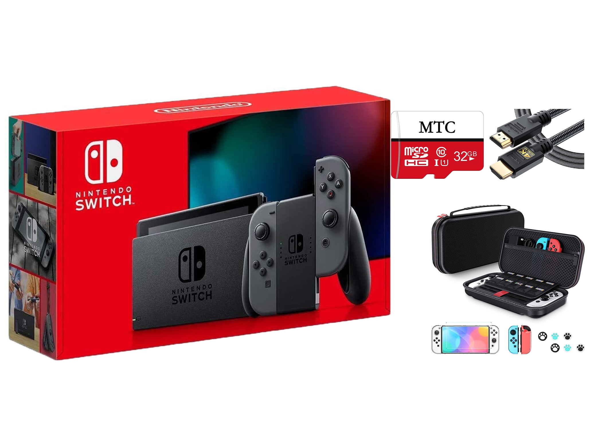 Nintendo Switch Gray Jon-Con Console (32GB Built-In + MTC 32GB microSD ...